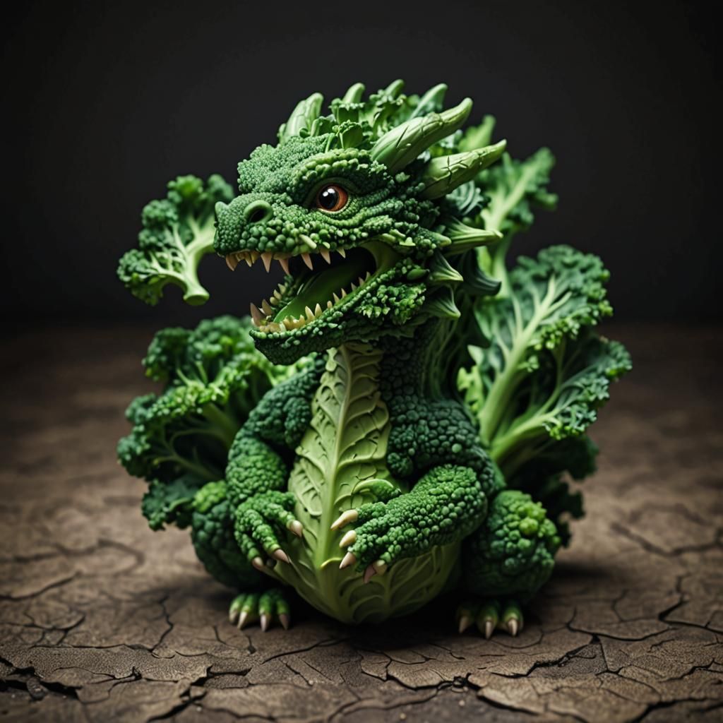 Dragon made of broccoli chibi - AI Generated Artwork - NightCafe Creator