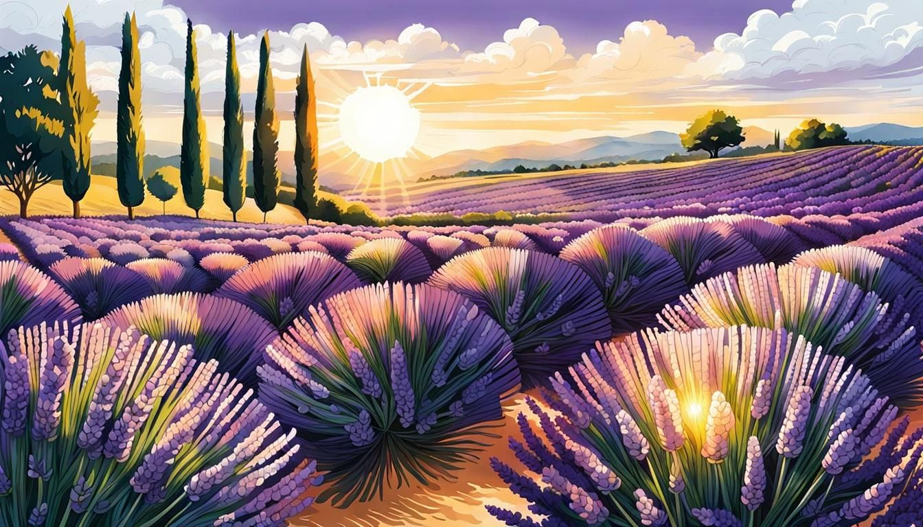 lavender in Provence, Detailed illustrations, from flowers to leaves ...