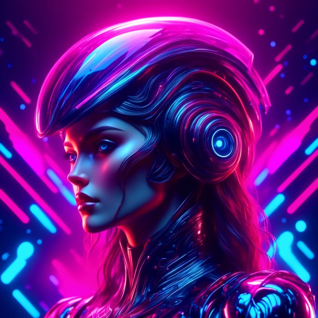 synthwave style woman, 3D, hyperdetailed, sharp, extremely high ...