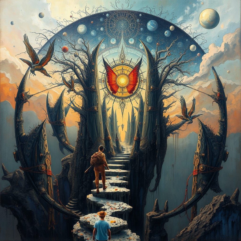 Ethereal Oracle Landscape in Vibrant Abstract Art - AI Art