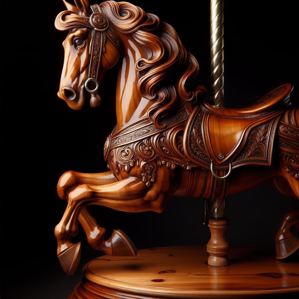 wood carved carousel horse - AI Generated Artwork - NightCafe Creator