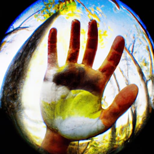 Hand along a handprint:: detailed dreamy colors, five fingers, human ...