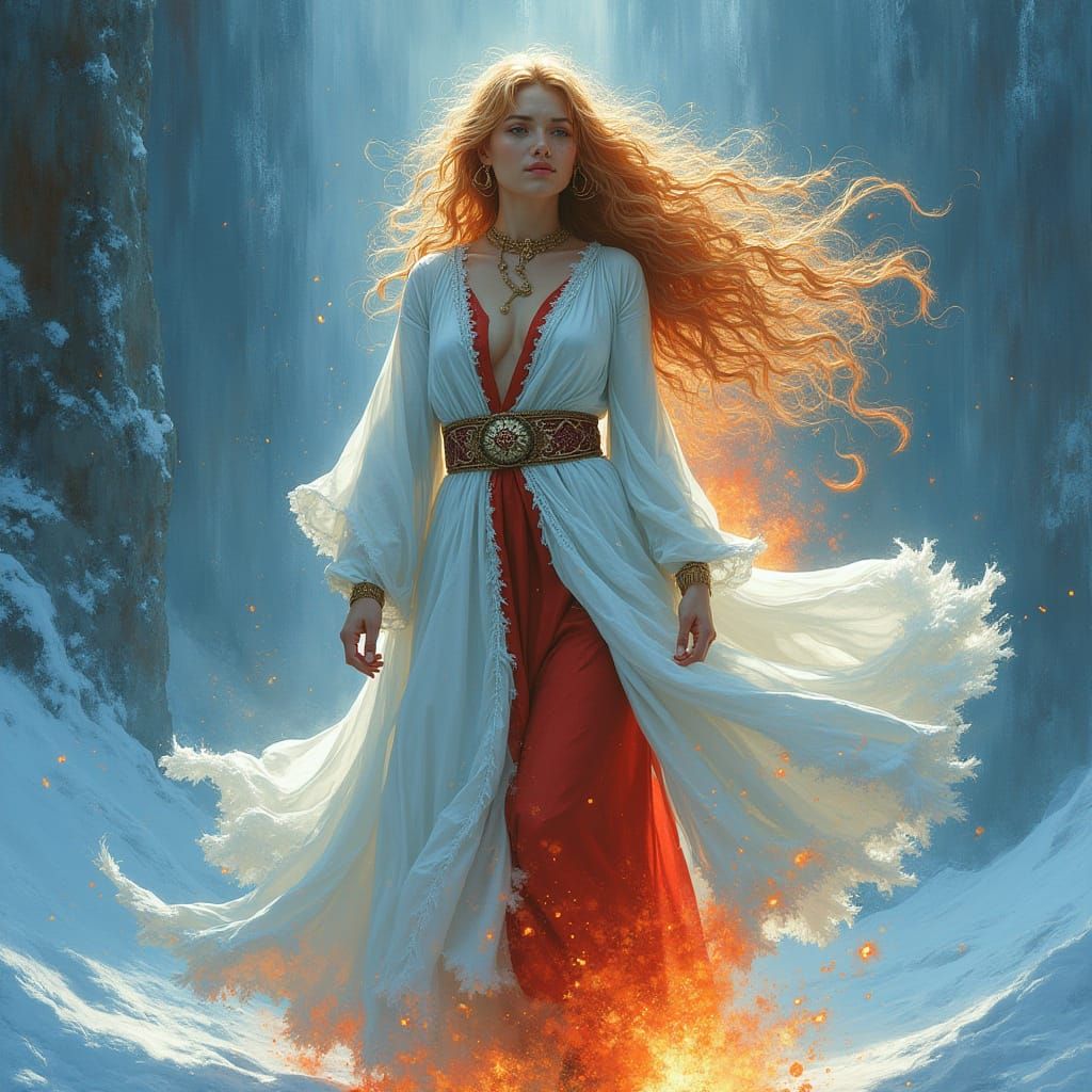 Goddess of ice and fire - Ethereal Goddess of Frost and Blaz...