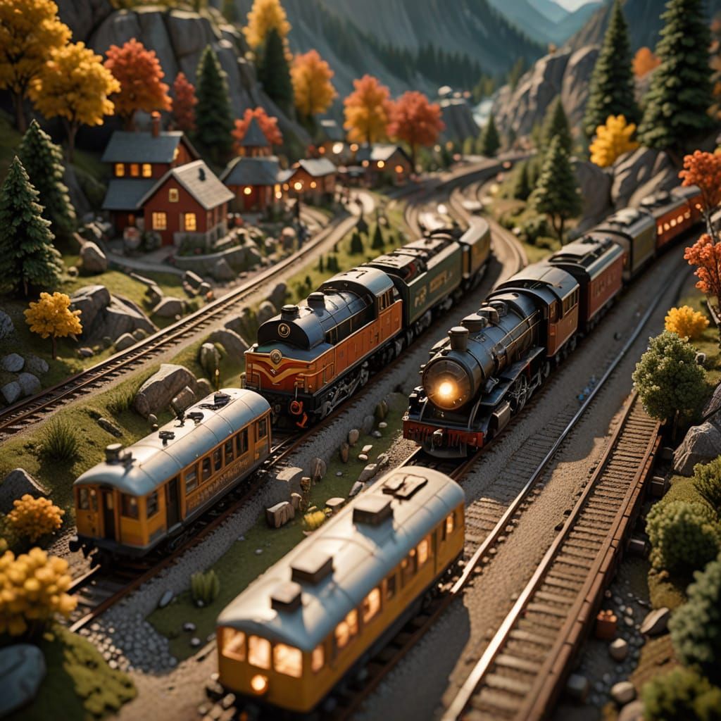 Model Train Set - Hyperrealistic Model Train Set in Photorea...
