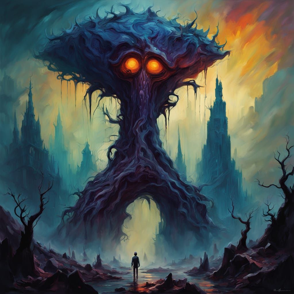 Surrealist Alien in a Dreamlike Landscape - AI Art