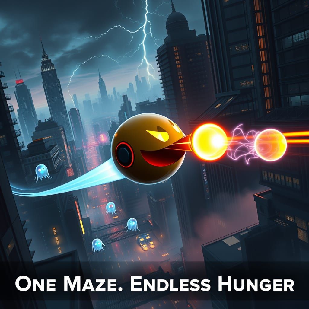 PAC-MAN: Maze of the Infinite - Cyberpunk Cityscape: Hyperre...
