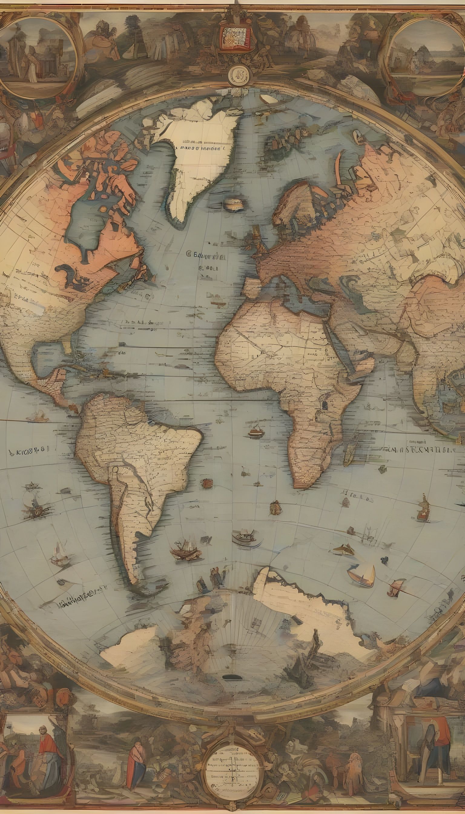 1400s style map of the worlds - Medieval Map of the Globe in...