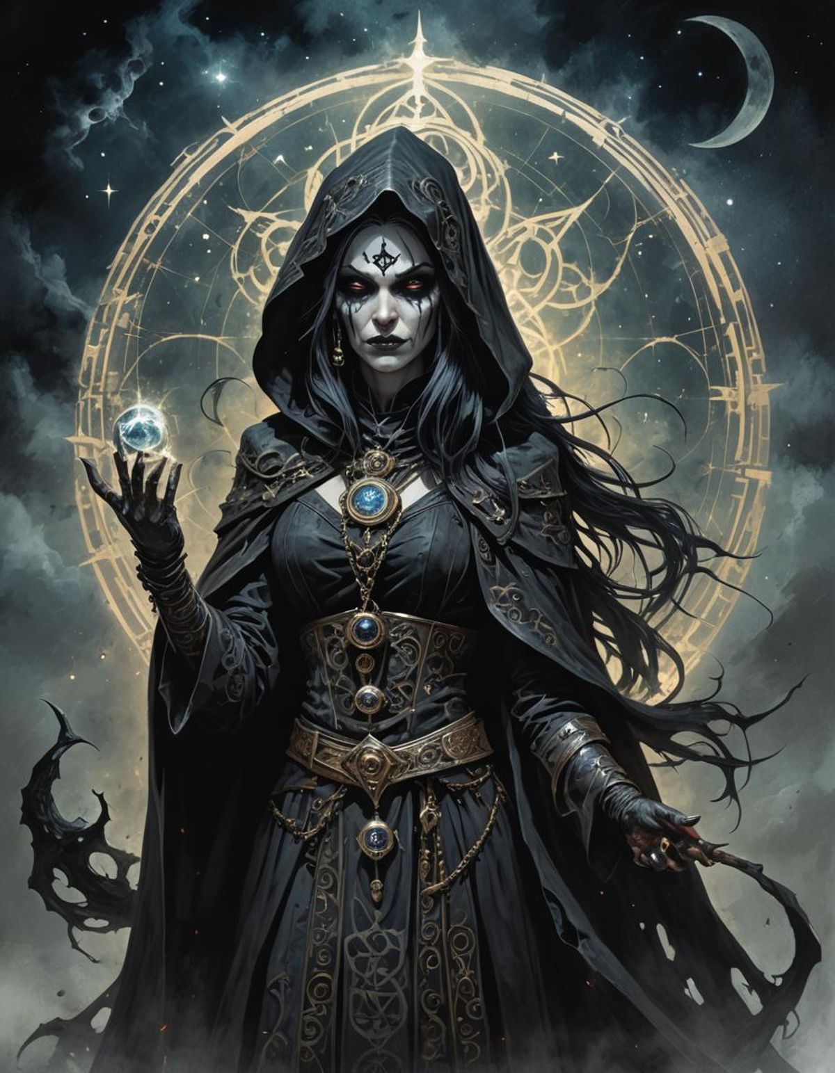 beautiful gothic celestial magic cultist witch - AI Generated Artwork ...