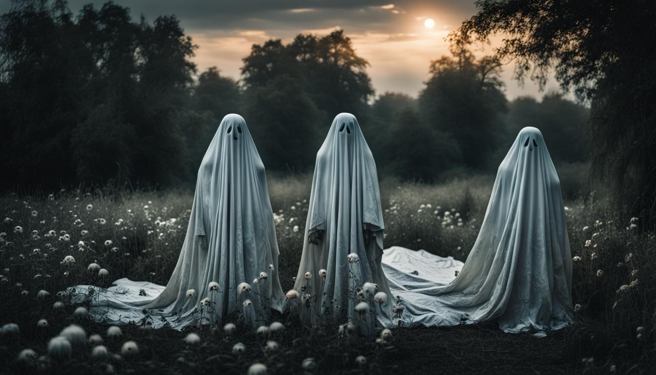 Bedsheet Ghosts in the Countryside - AI Generated Artwork - NightCafe ...