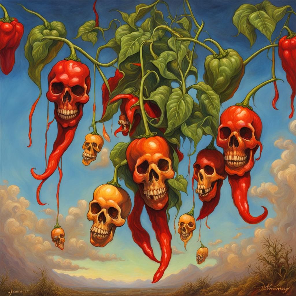 Skull Pepper Plant - AI Generated Artwork - NightCafe Creator