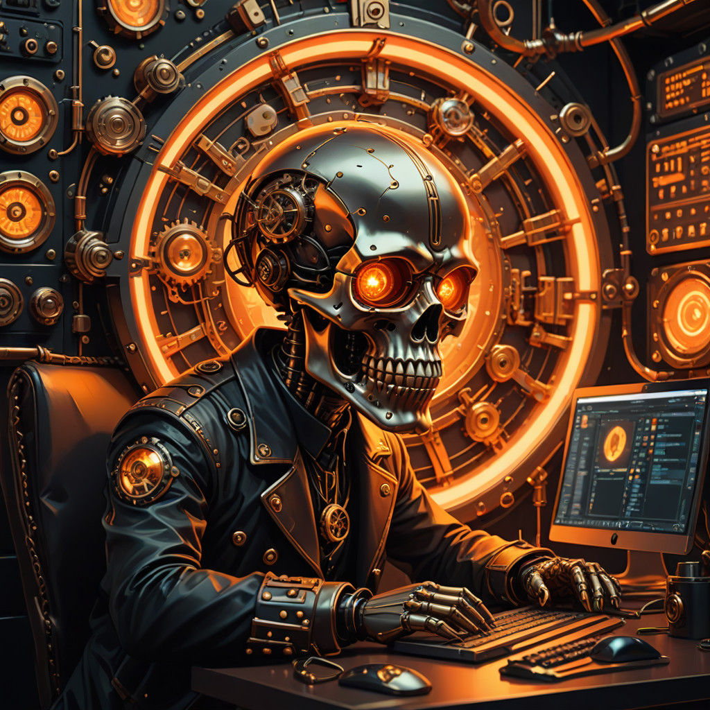 Steampunk Chibi hacker - Steampunk Hacker in Vivid Orange to...