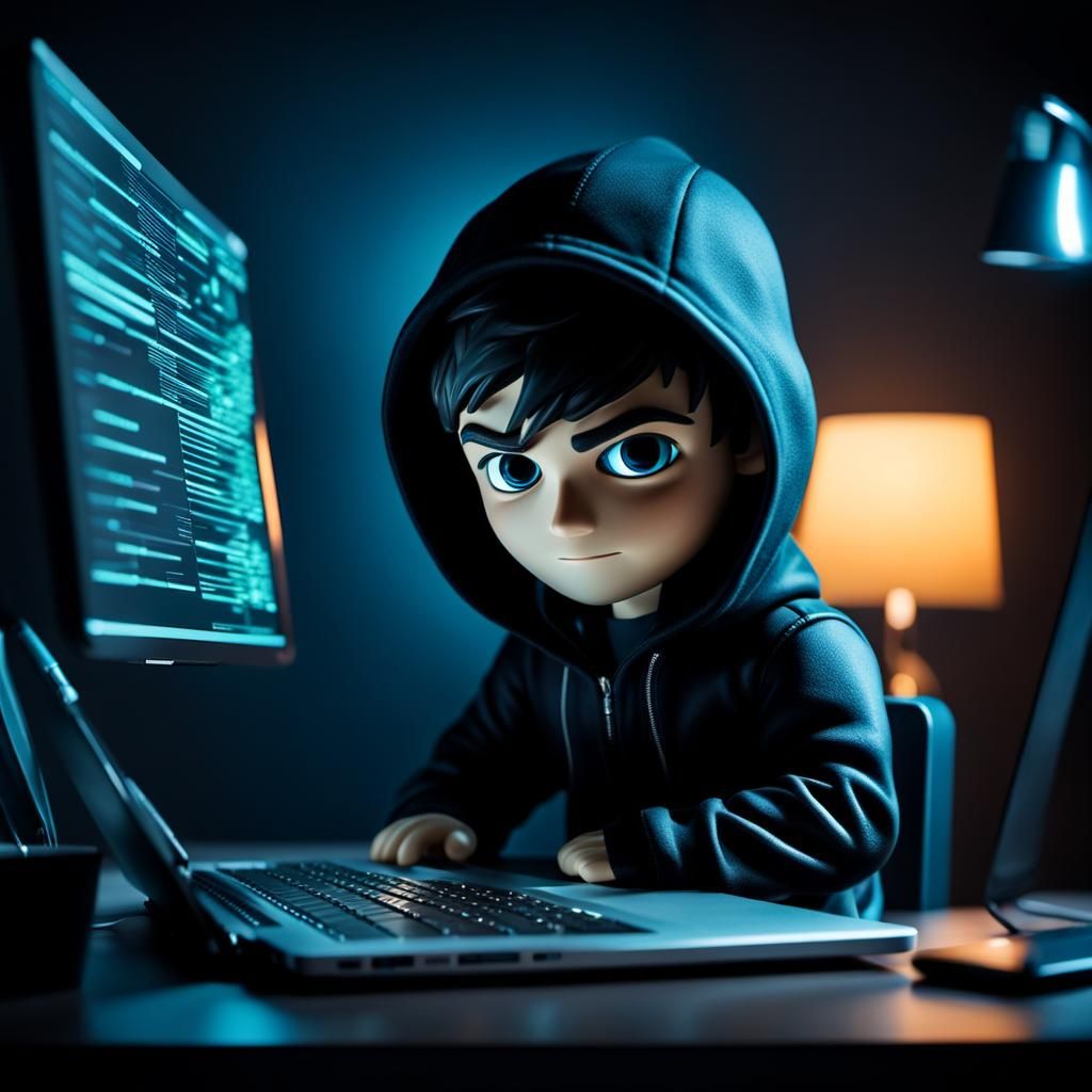 Hacker au travail. - AI Generated Artwork - NightCafe Creator
