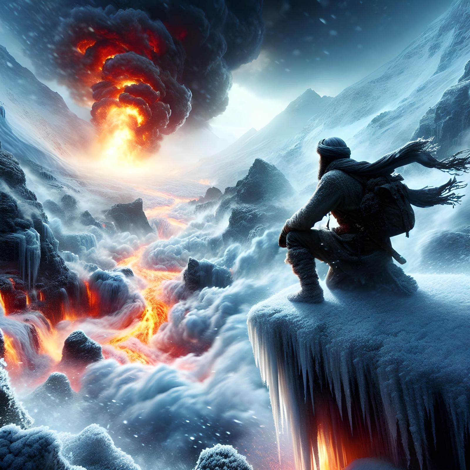 Fire and Frost - AI Generated Artwork - NightCafe Creator