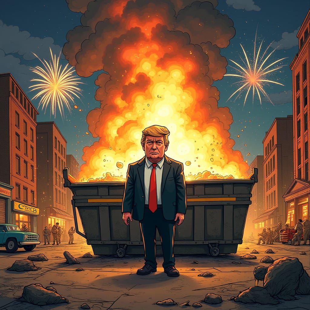 Trumpster fire happy new year - Trumpster Fire Amidst a Vibr...