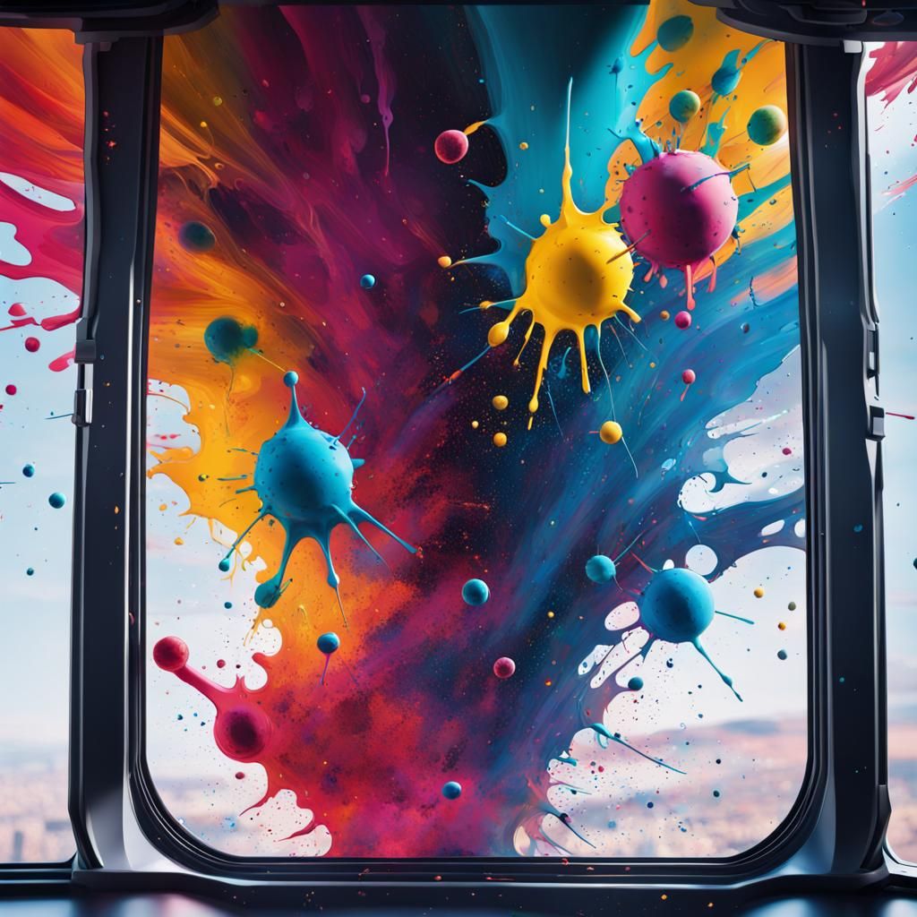 A colorful ink splatter on the window of a spaceship - AI Generated ...