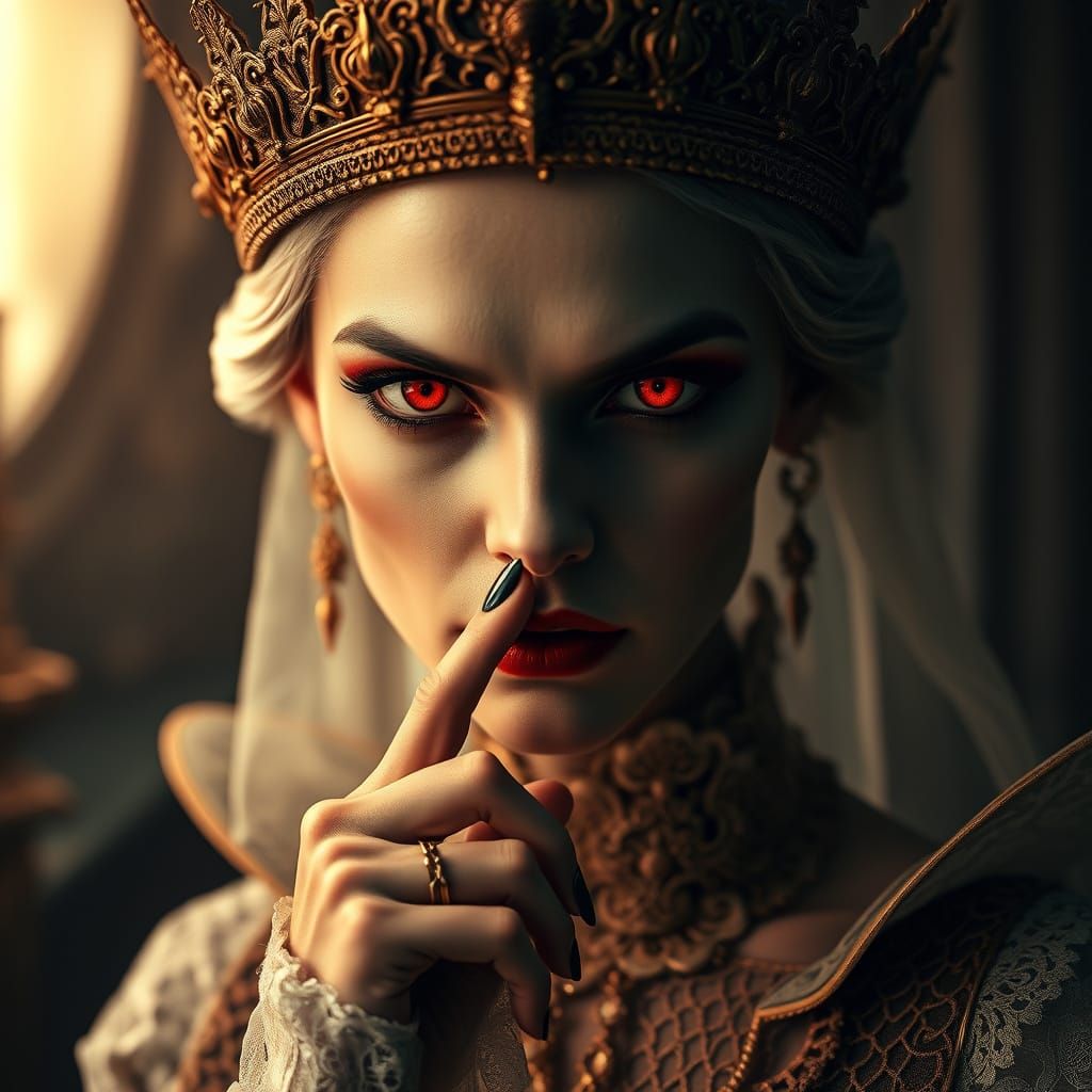 Ethereal Vampire Queen in Regal Photorealistic Por... - AI Art