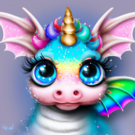 Cute baby dragon unicorn - AI Generated Artwork - NightCafe Creator