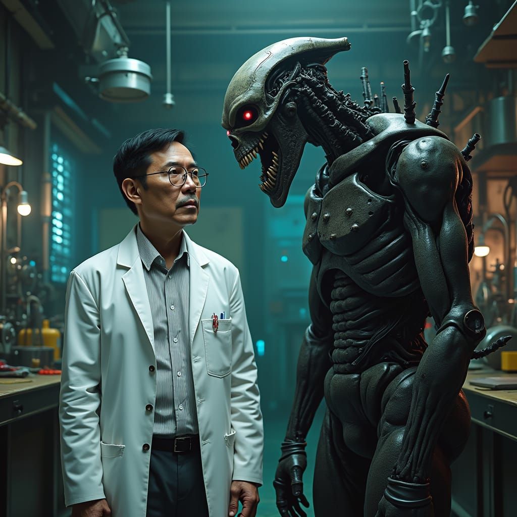 Hyper-Realistic Portrait of Giger-Inspired Franken... - AI Art