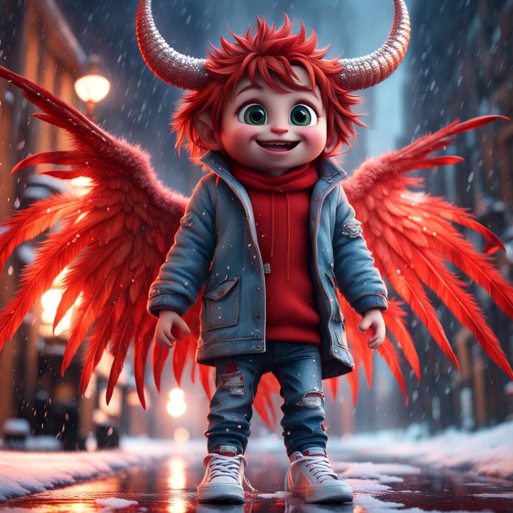 Fluffy demon bullfinch 2 ️ - AI Generated Artwork - NightCafe Creator