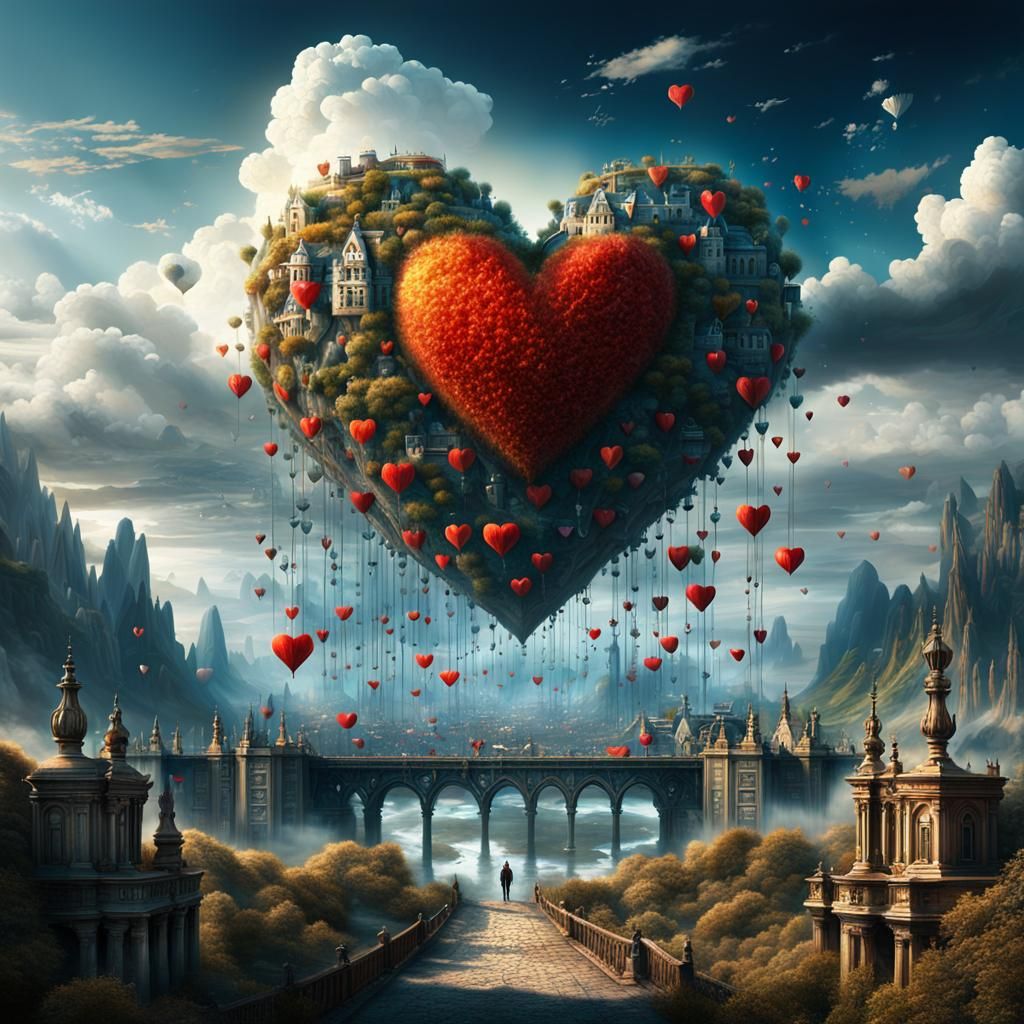 Floating Hearts Island - AI Generated Artwork - NightCafe Creator