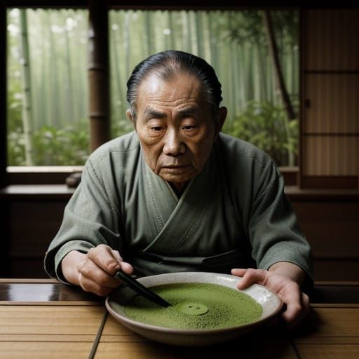 Wisdom in the Bamboo Forest: A Japanese Tea Master... - AI Art