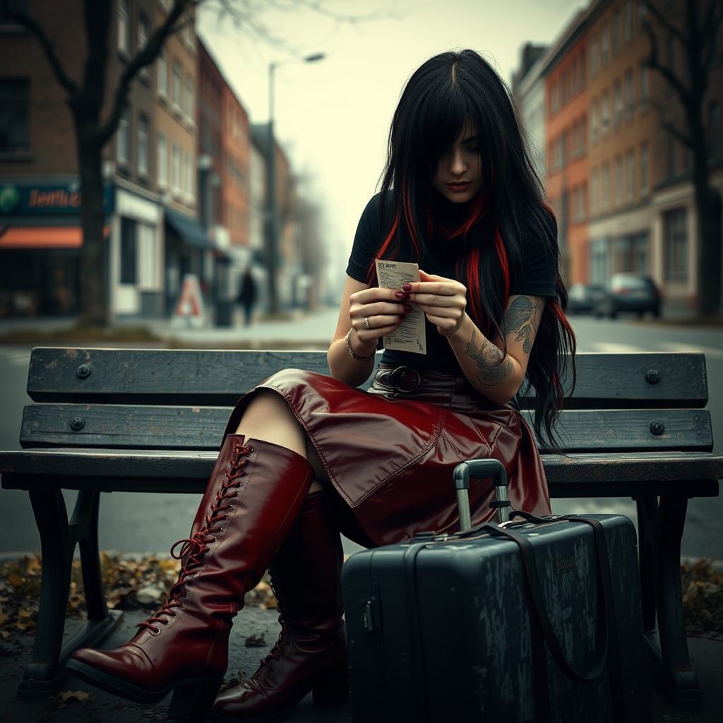 Ethereal Goth Woman in a Gritty Urban Landscape - AI Art