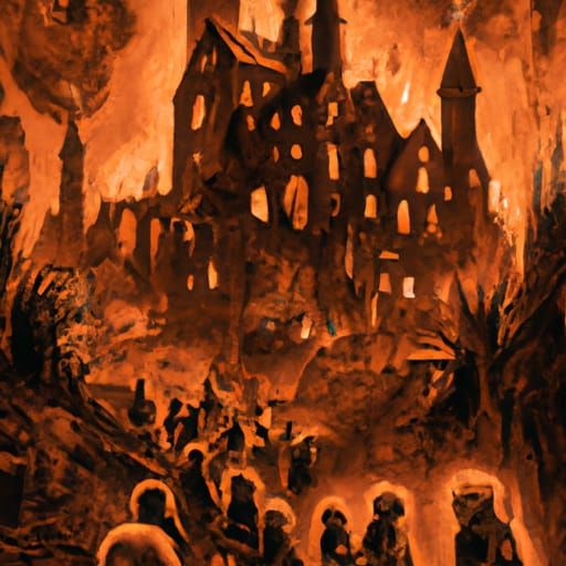 Burning Orphanage with lots of Orphans - AI Generated Artwork ...