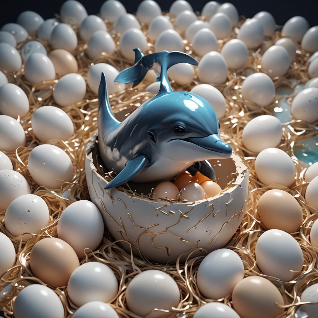 Baby dolphin hatching out of an egg - AI Generated Artwork - NightCafe ...