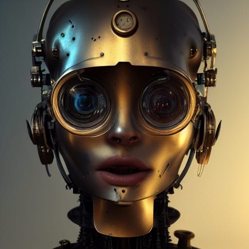 Steampunk humanoid robot face - AI Generated Artwork - NightCafe Creator