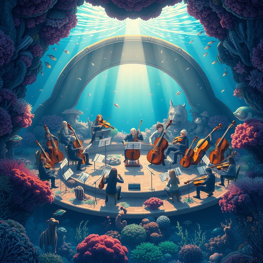 Studio Ghibli-Style Underwater Sea Orchestra with ... - AI Art