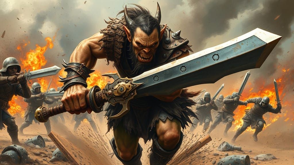 Orc Charging into Epic Battle - AI Art