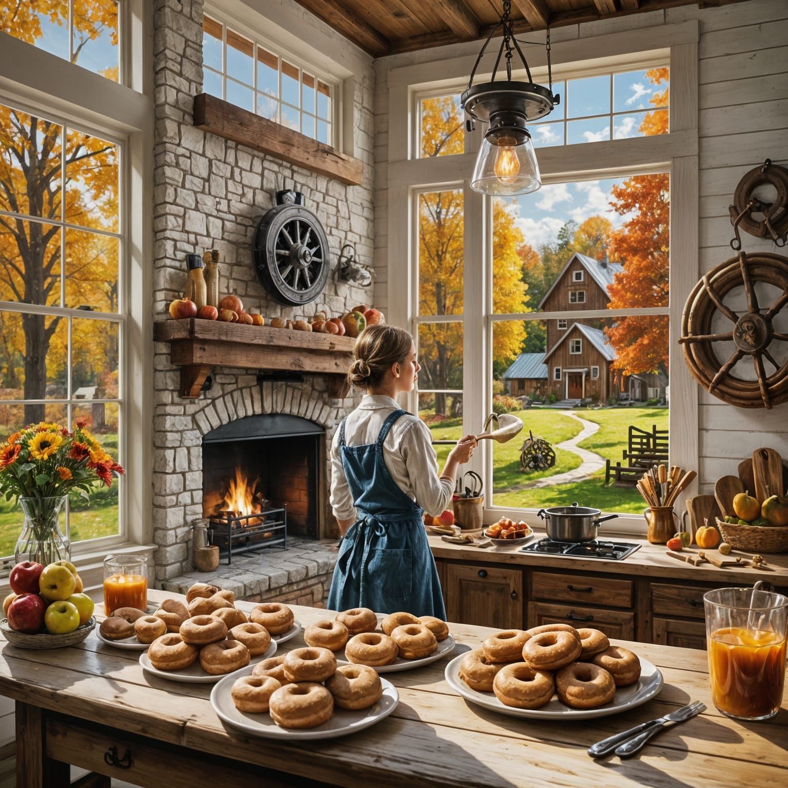 Making Apple Cider Donuts - Autumn Harvest in a Farmhouse K...