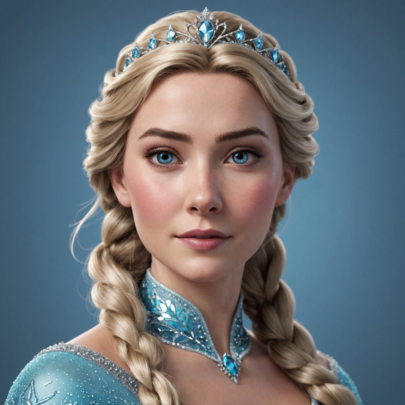Queen Elsa, photorealistic, realistic portrait, head and shoulders ...