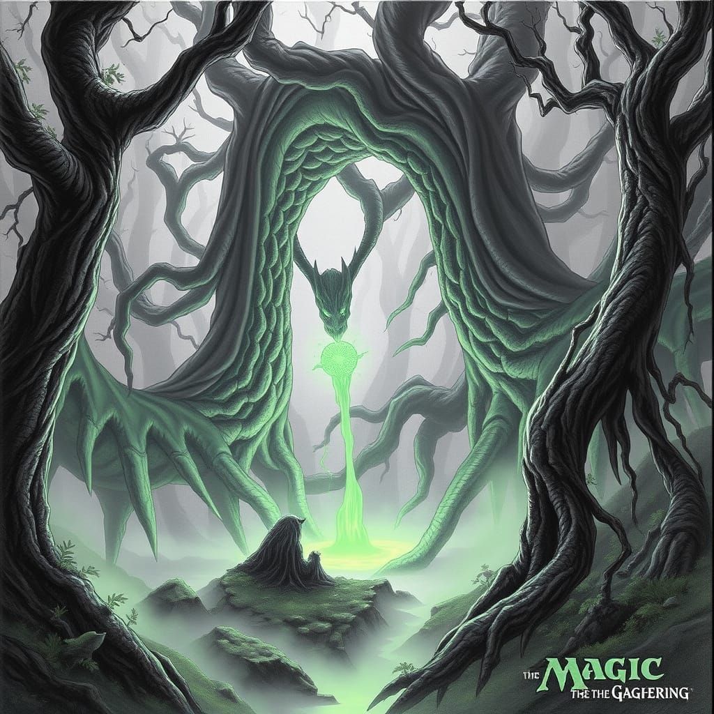 Lair of the Hydra - Serene Hydra Lair in Monochromatic Penci...