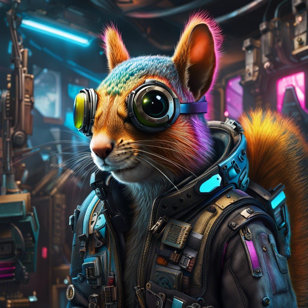 Cyberpunk Squirrel - AI Generated Artwork - NightCafe Creator
