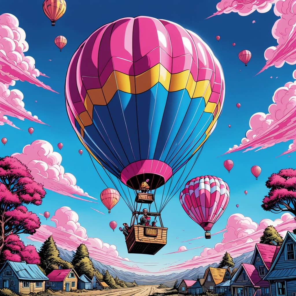 HUBBA BUBBA HOT AIR BALLOON - Vibrant Pop Art Hot Air Ballo...