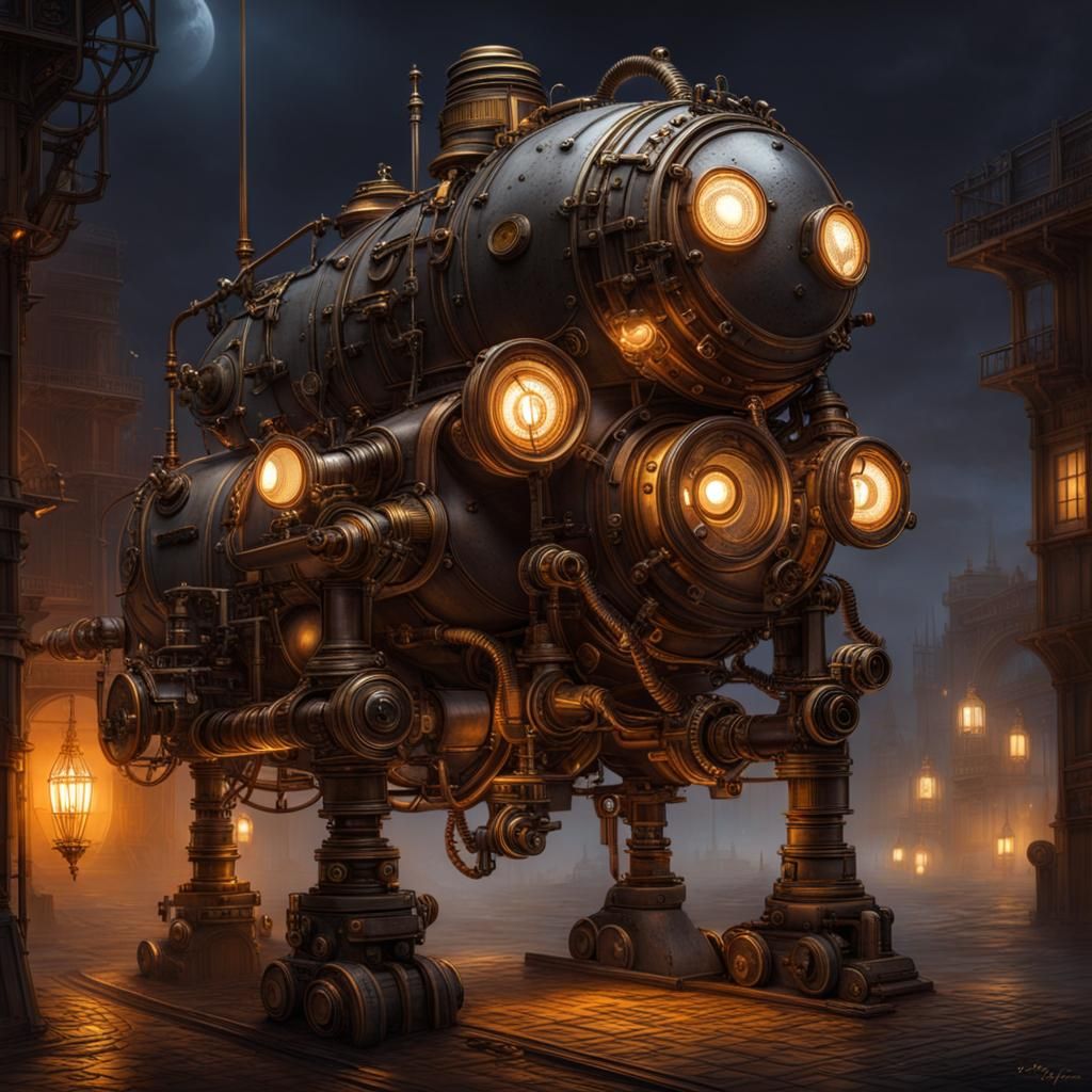 firefly that lights up the night, steampunk, strong contrasts, - AI ...
