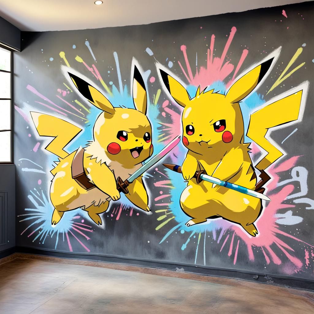 Pikachu chalk fight - AI Generated Artwork - NightCafe Creator