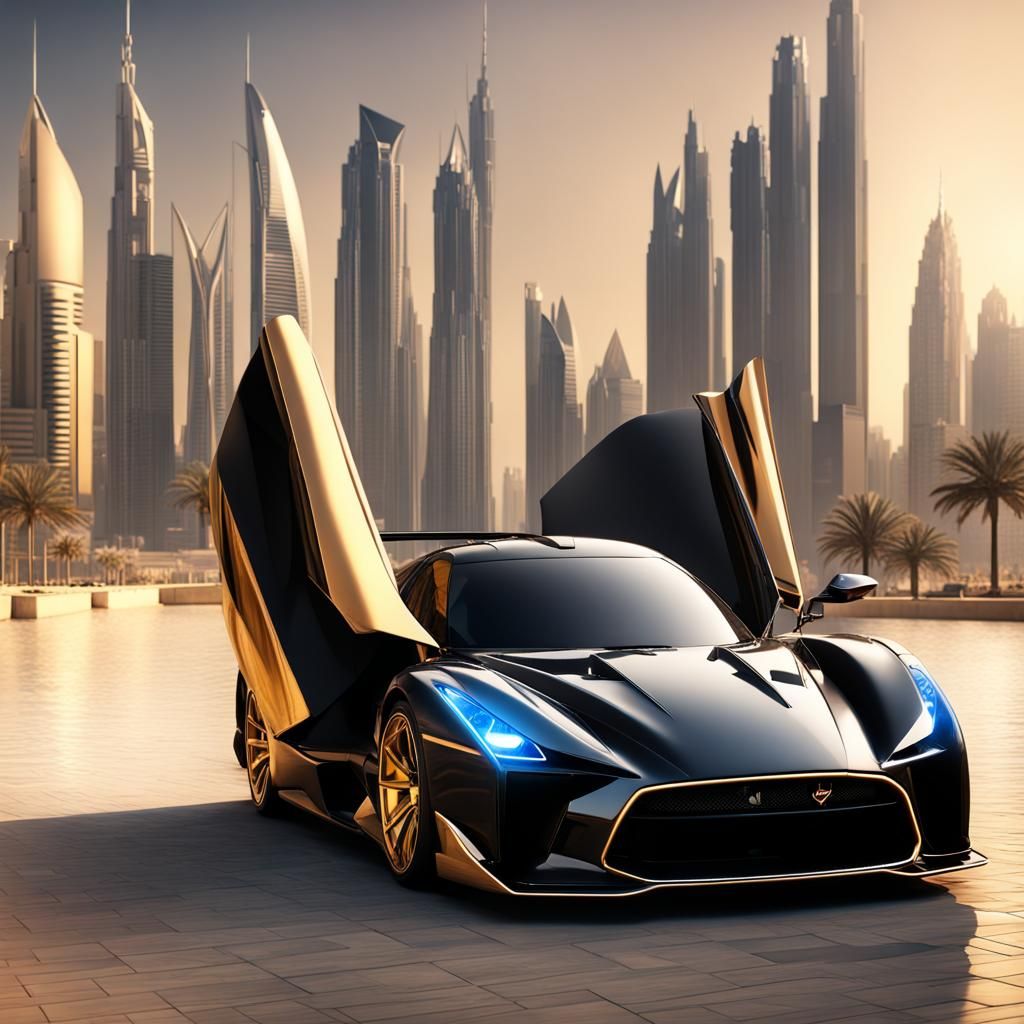Golden Lion of Judah, Carbon Fiber Black GTR, Gull Wing Doors Hypercar ...