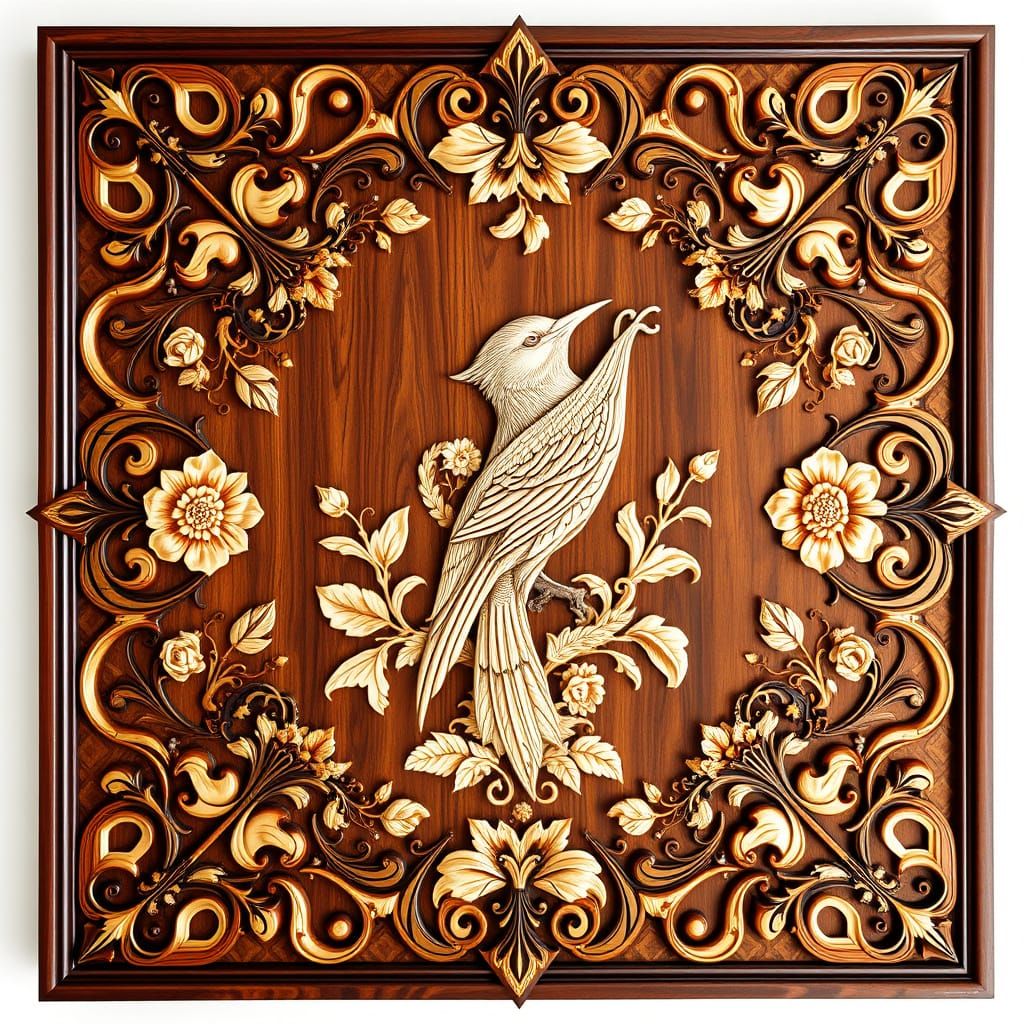 A luxurious 400mm × 400mm Rococo-inspired laser-cut and engraved ...