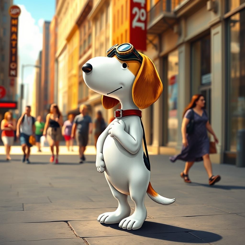 Snoopy Blends into City Life in Hyper-Realistic Sc... - AI Art