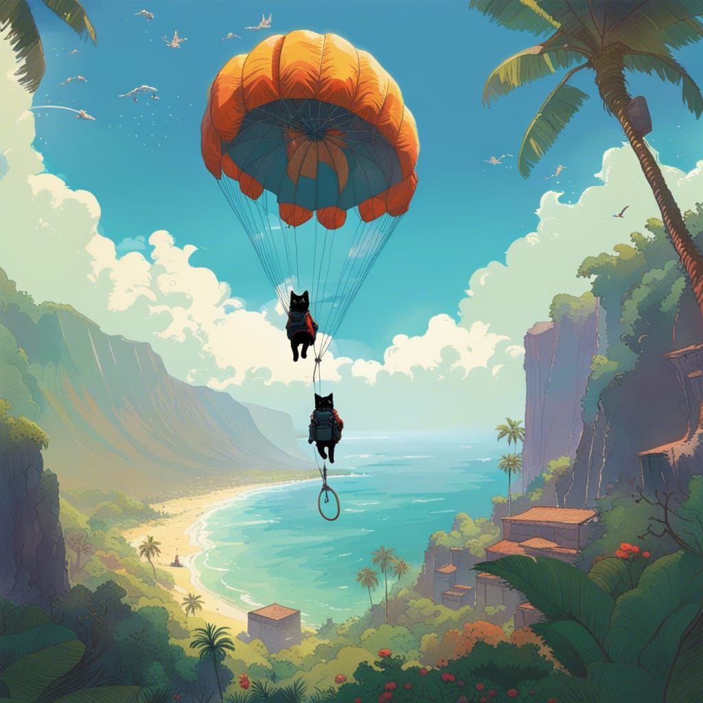 parachuting cats? - AI Generated Artwork - NightCafe Creator