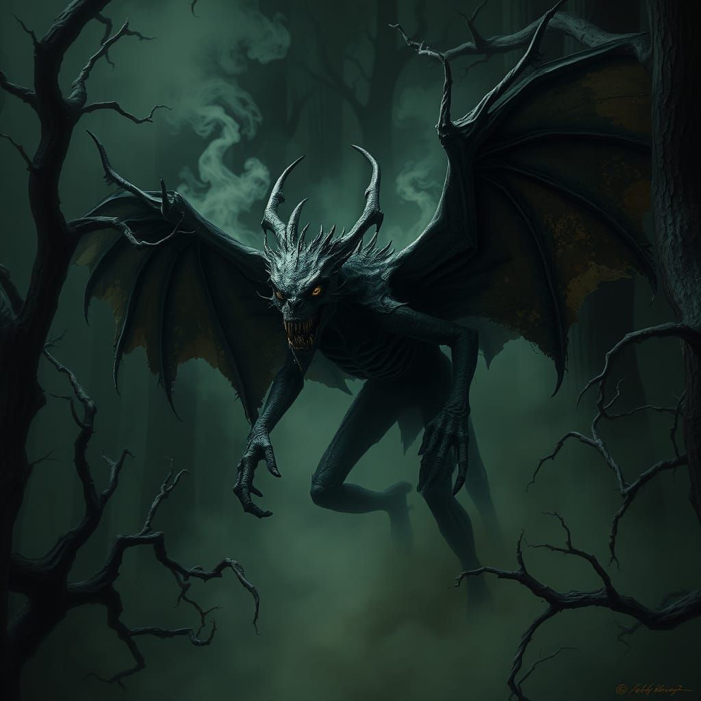 The Beast of the Wood - Surreal Gothic Creature Emerges from...