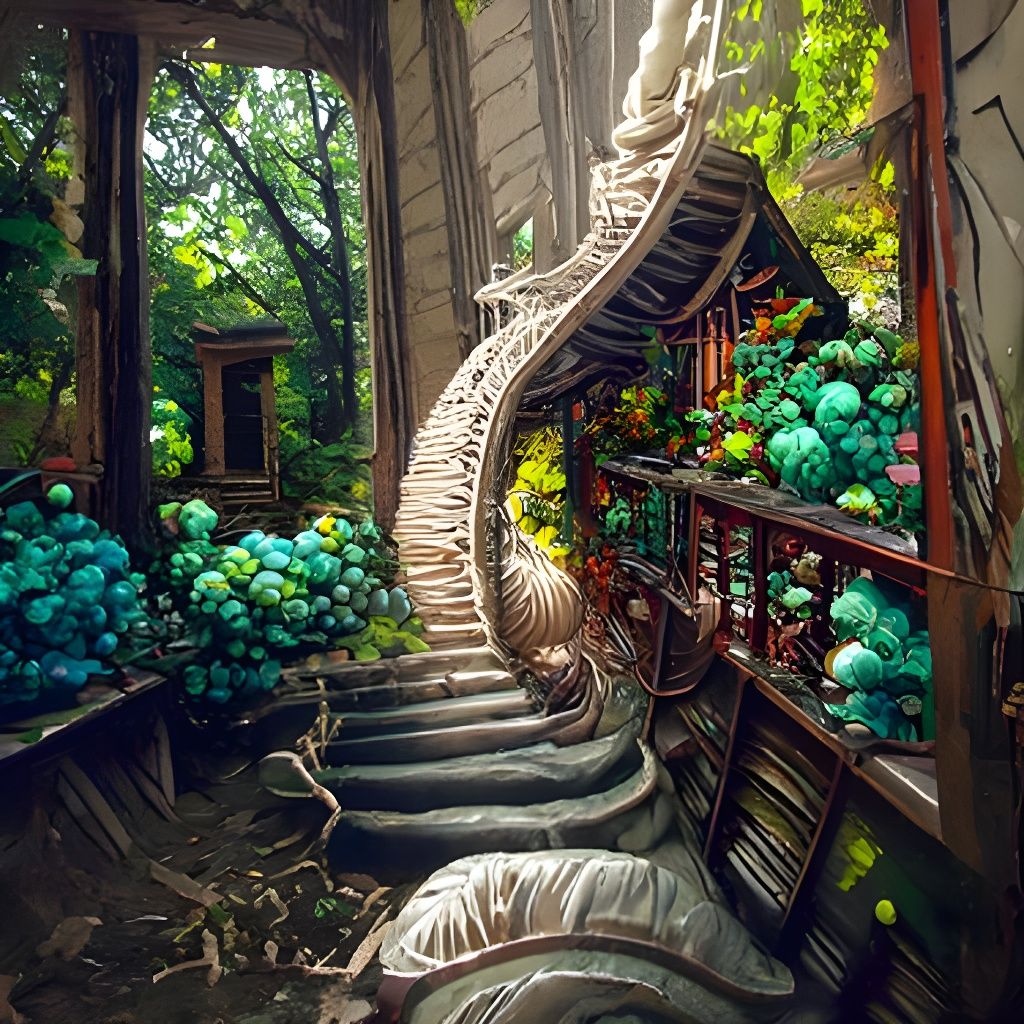 Garden staircase dreamscape - AI Generated Artwork - NightCafe Creator