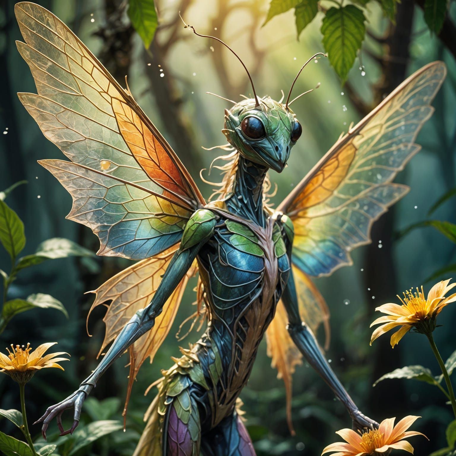 Insect of the Stars - Celestial Insect in Vibrant Bloom