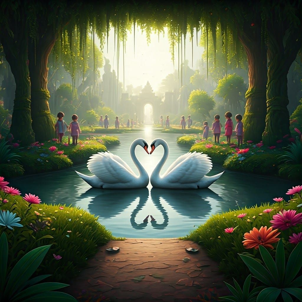 Magical love in nature - Whimsical Nature Scene with Majesti...