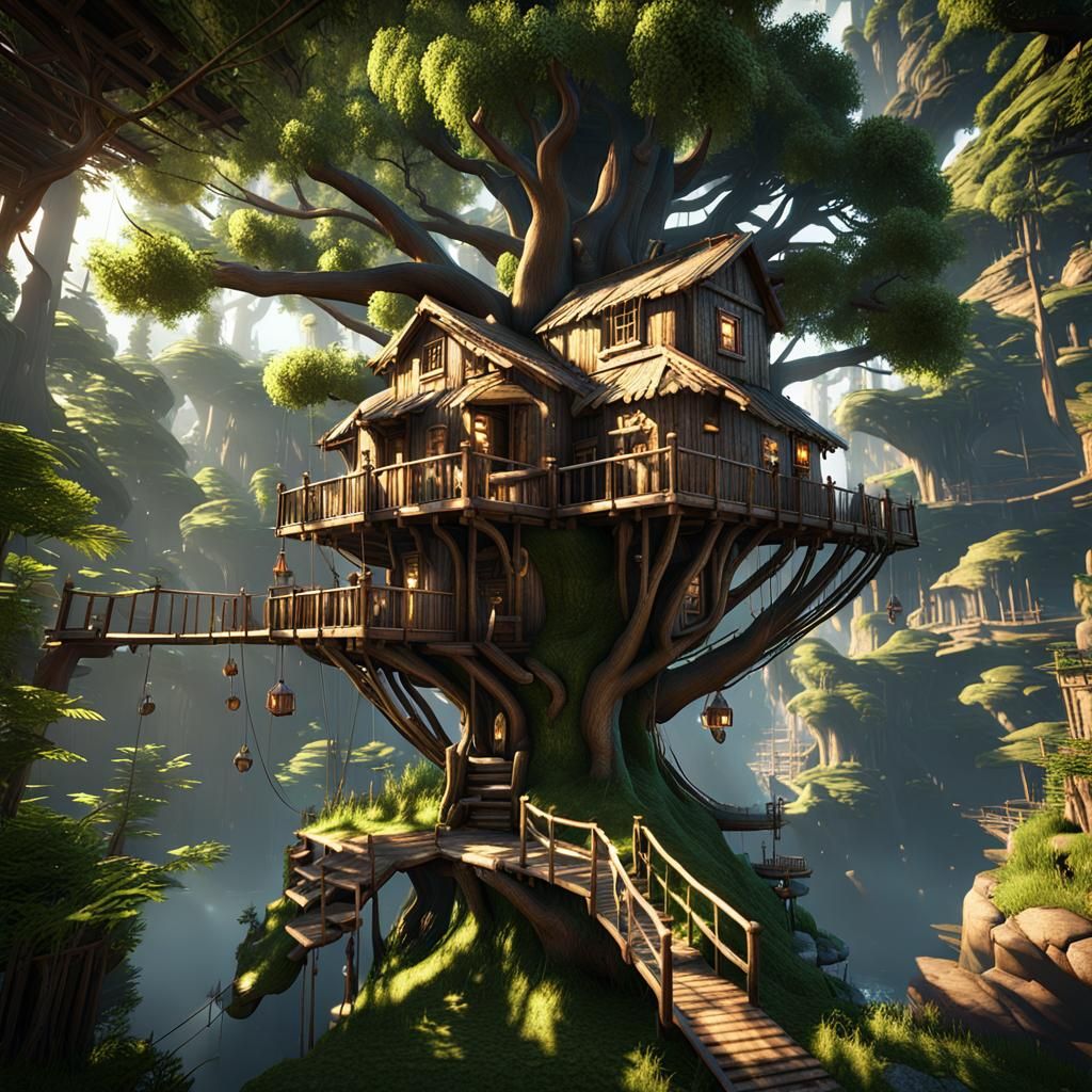 Large treehouse - AI Generated Artwork - NightCafe Creator
