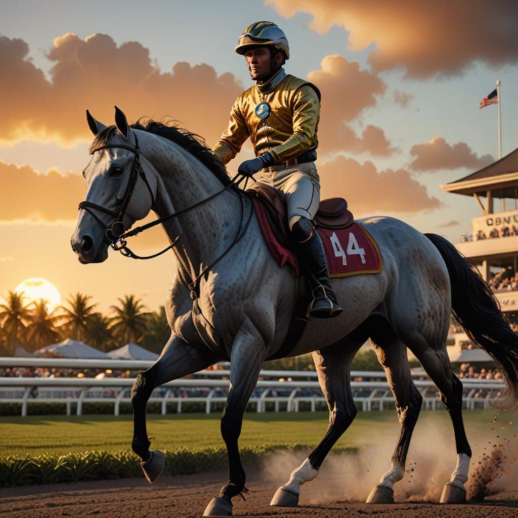 Winning jockey aboard Seize the Grey 2025 at the start finish line ...