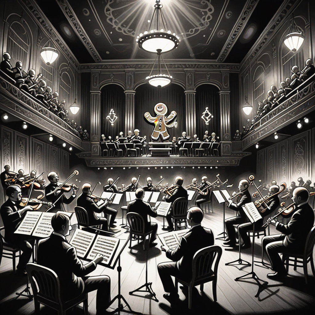 Gingerbread Men in a Classic Concert Hall - AI Art