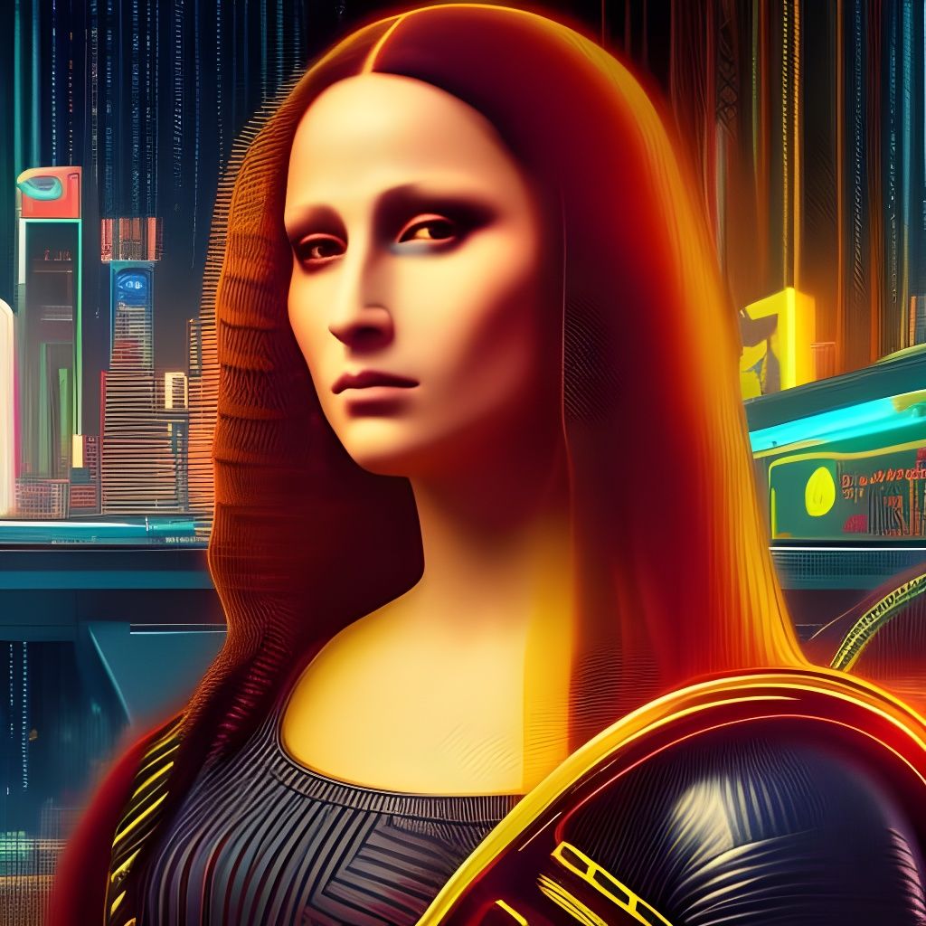 Cyberpunk Mona Lisa - AI Generated Artwork - NightCafe Creator